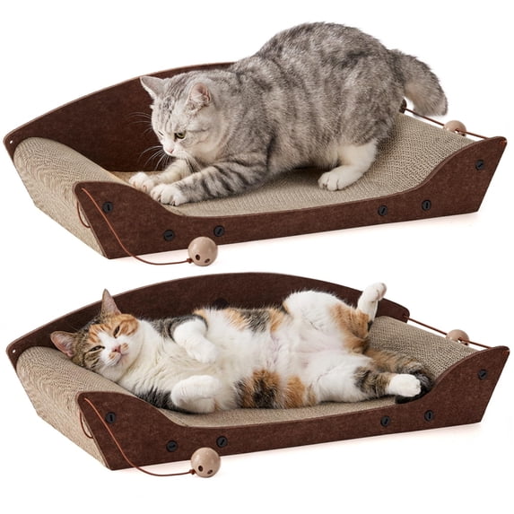 2 Pack 26'' Cardboard Cat Scratcher Bed - Large Couch For Indoor Cats ...