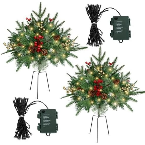 2 Pack 26 Inch Artificia Outdoor Christmas Pot Planter fillers Trees ...