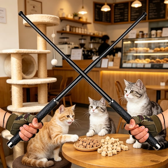 2 Pack 26" Telescopic Cat Teaser Wands, Extendable Stainless Steel ...