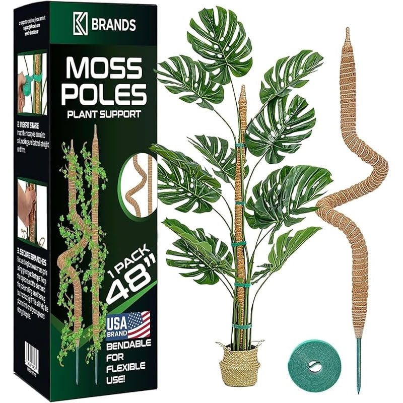 2 Pack 28'' Bendable Moss Pole Monstera Plant Support for Climbing ...