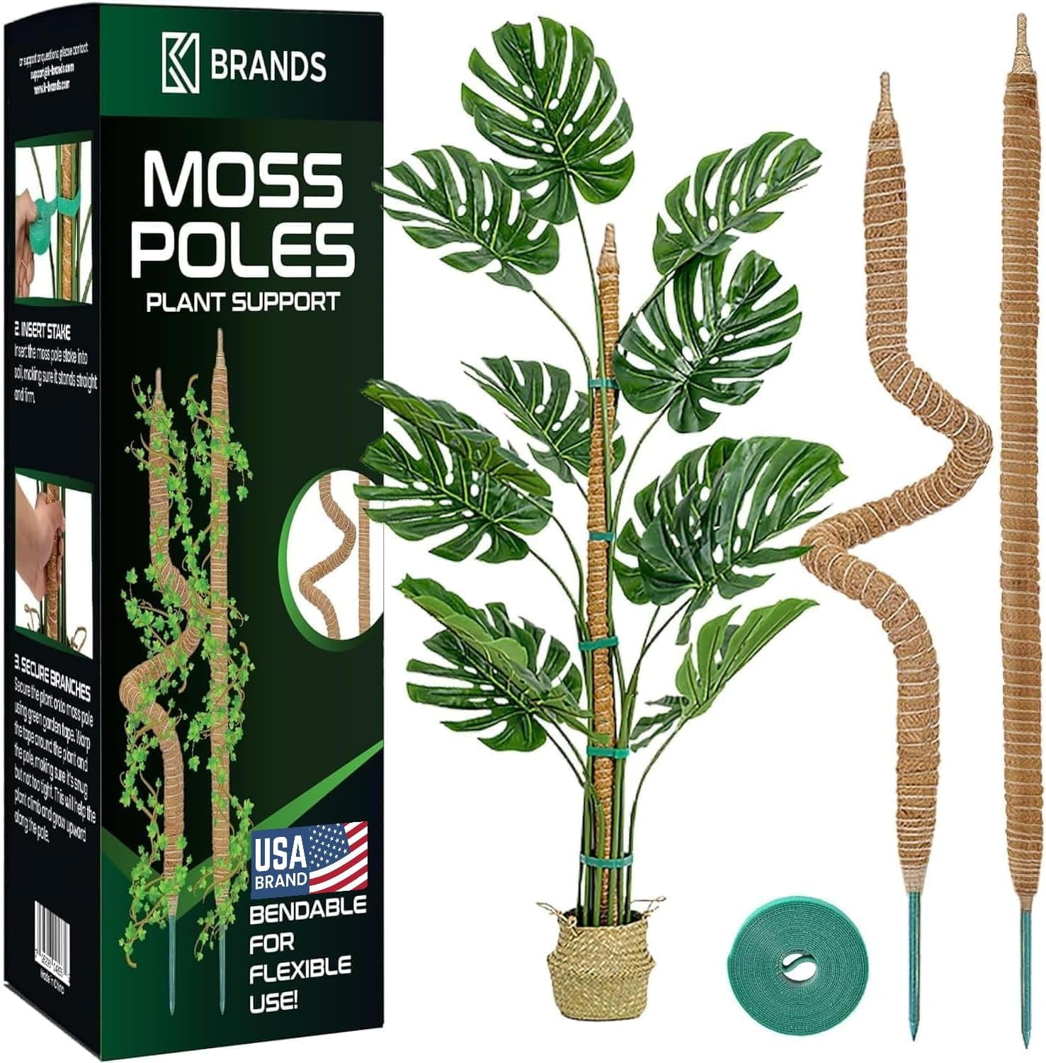 2 Pack 28'' Bendable Moss Pole Monstera Plant Support for Climbing ...