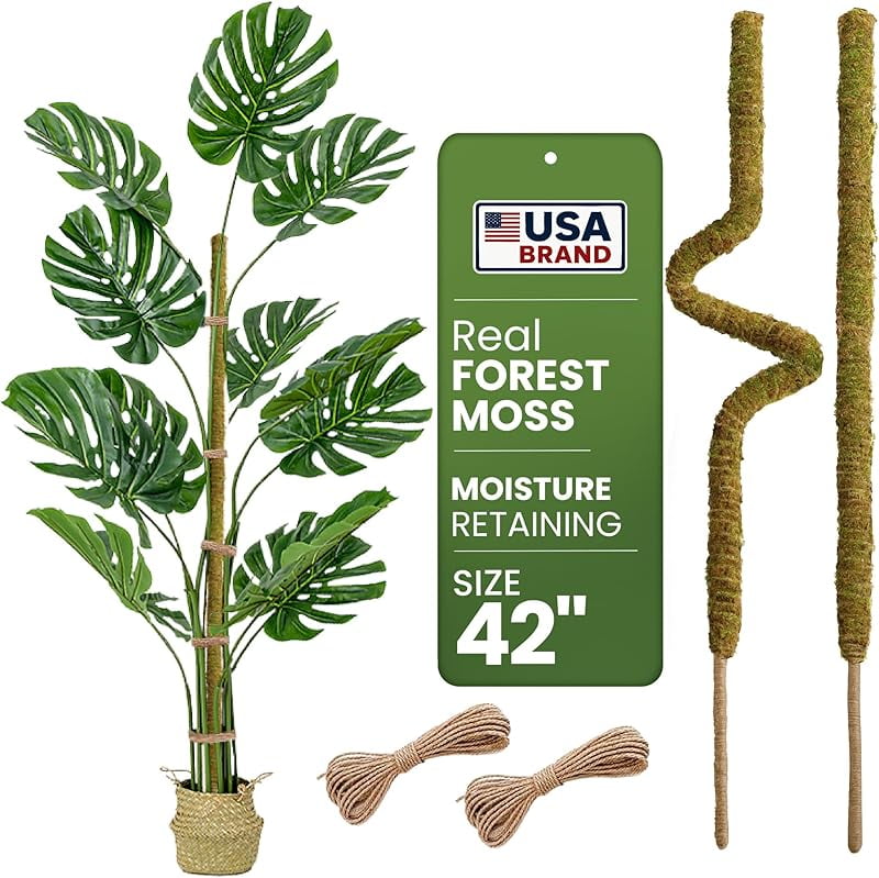 2 Pack 28'' Bendable Moss Pole Monstera Plant Support for Climbing ...
