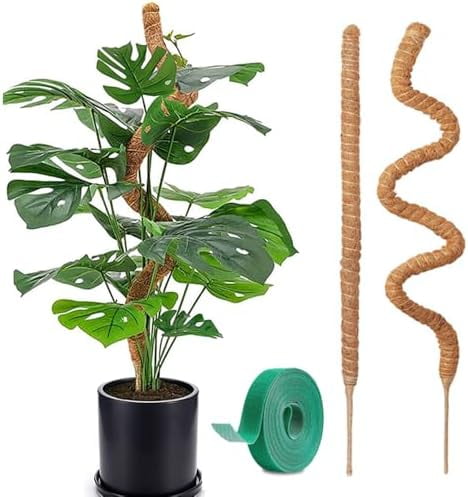 2 Pack 28" Bendable Moss Pole for Monstera Plant Support, Coco Coir ...