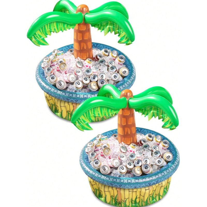 2-Pack 28" Inflatable Palm Tree Cooler, Summer Outdoor Blow Up ...