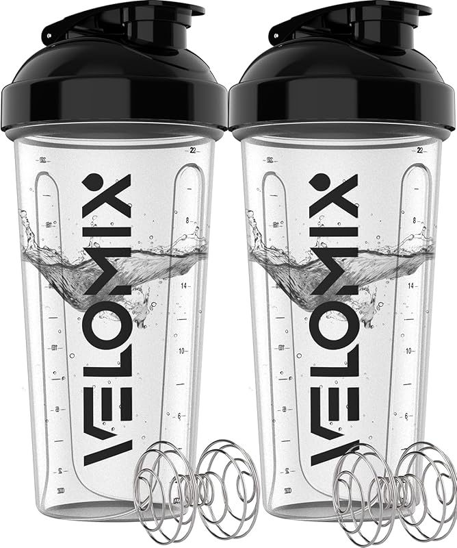 -2 Pack- 28 oz Protein Shaker Bottles for Protein Mixes - 2x Wire Whisk ...