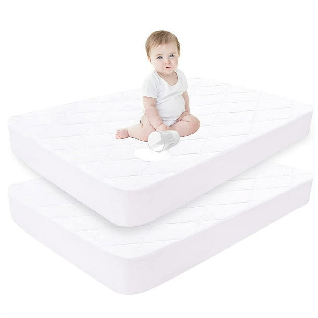 "2 Pack Baby Mattress Protector, 28""x52"" Waterproof, Quilted ...