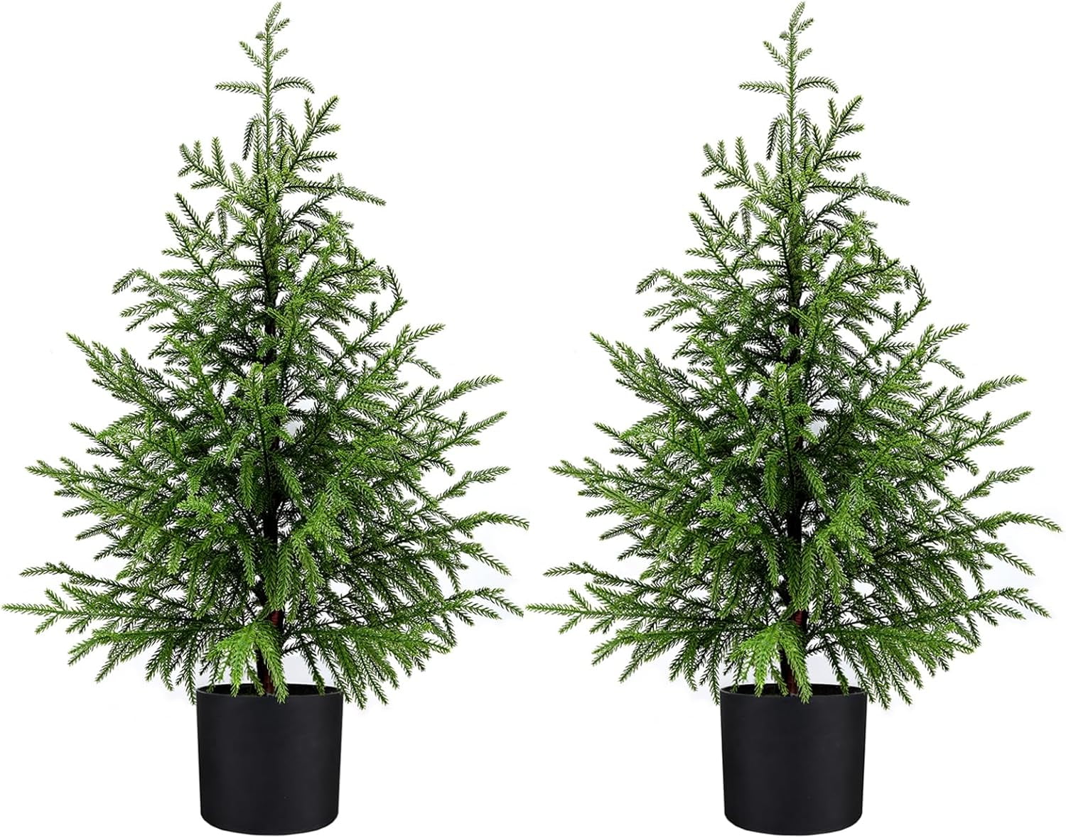 2 Pack 2FT Artificial Topiary Tree Real Touch Norfolk Pine Tree, UV ...