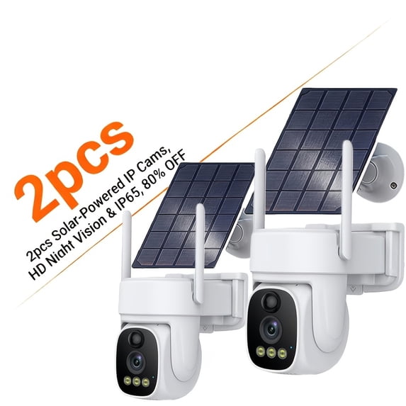 2-Pack 2K Solar Outdoor Security Cameras, Wire-Free with AI Detection ...