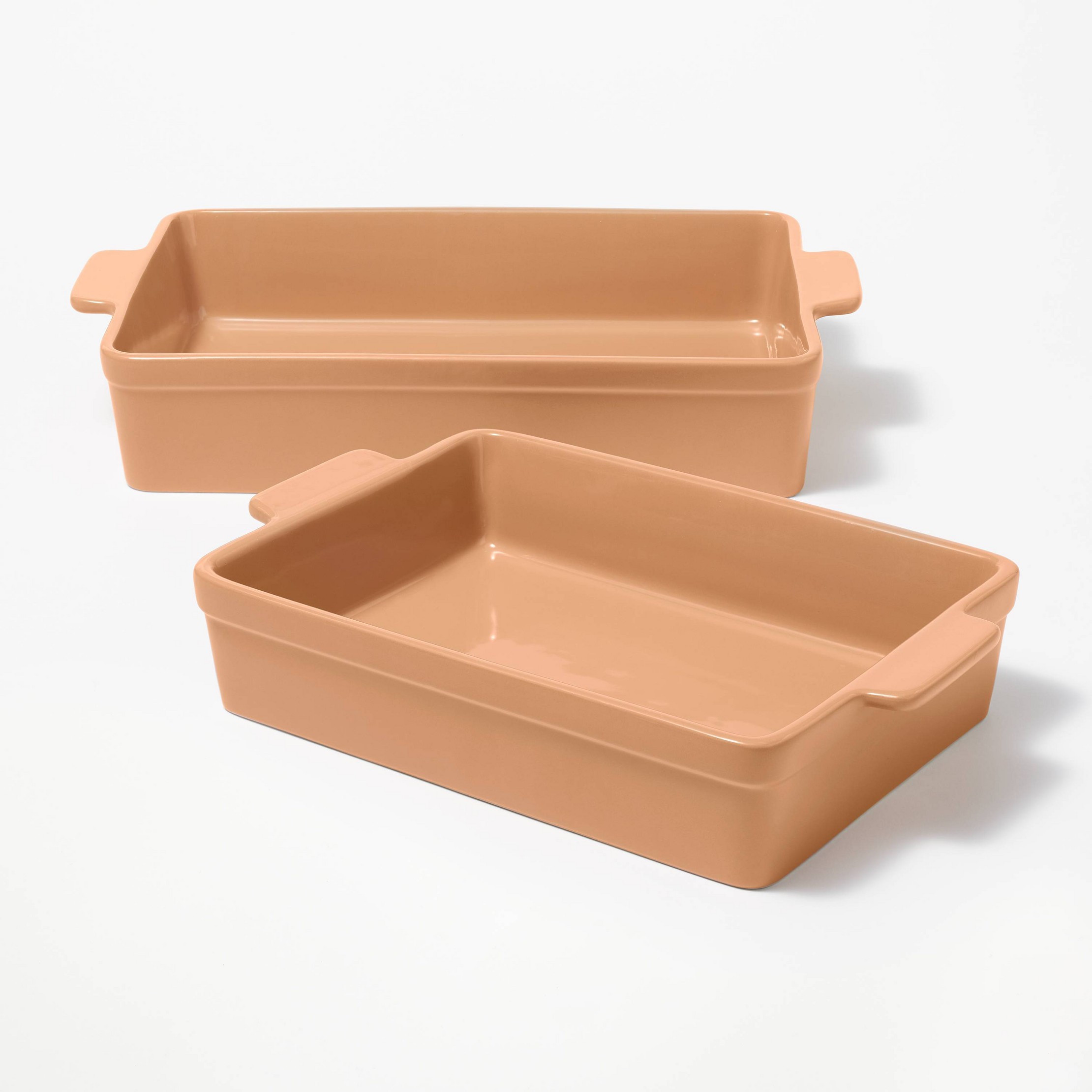 [2 Pack]- 2pc Stoneware Rectangle Baking Dish Set Terracotta Orange ...