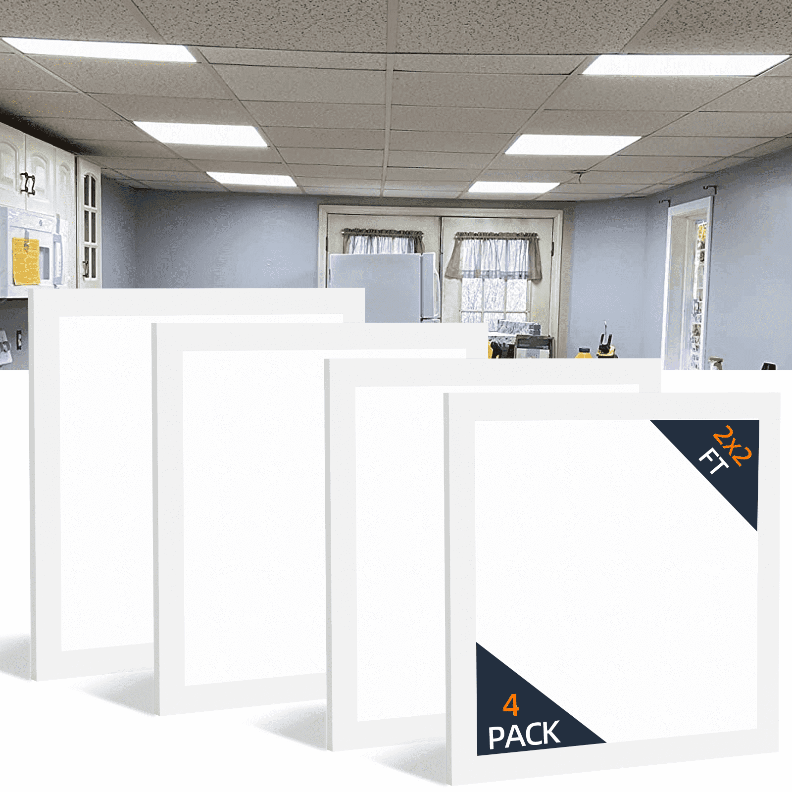 2 Pack 2x2 FT LED Flat Panel Light For Drop Ceiling, Bright Kitchen ...