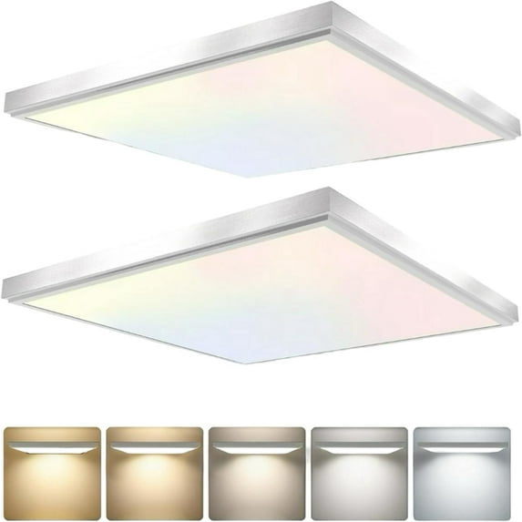 2 Pack 2x2feet 4200 LM LED Flat Panel, White Trim Flush Mount and Drop ...