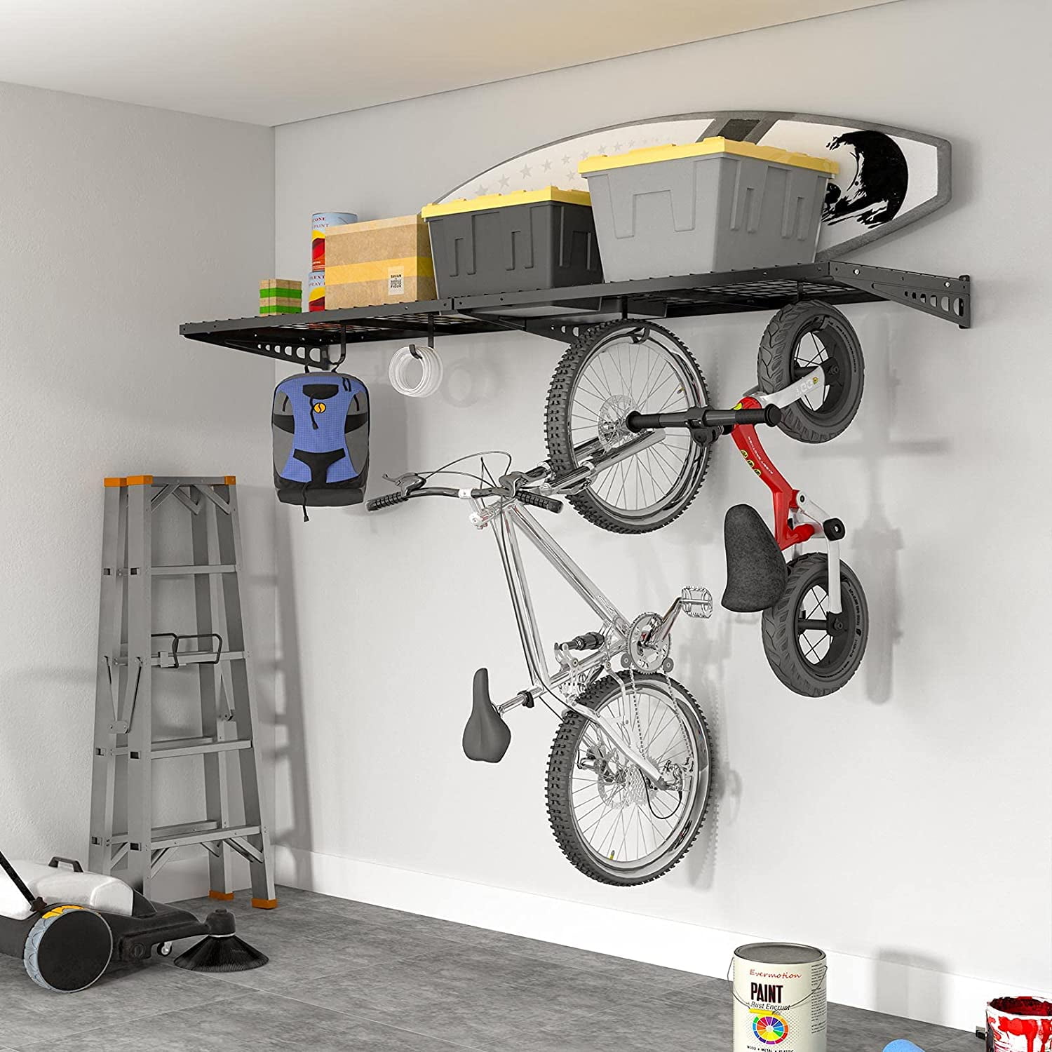 2-Pack 2x4ft Garage Shelving with Hooks 24-inch-by-48-inch Bike Storage Rack Black - Walmart.com