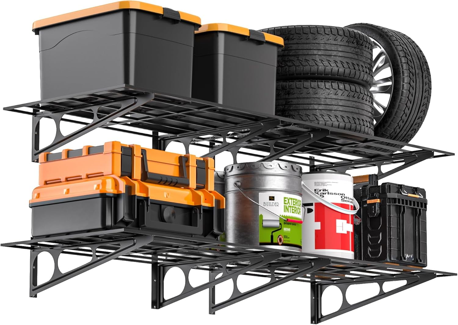 2-Pack 2x6 Ft Garage Shelving Wall Mounted, 24x72-inch Floating Shelves ...