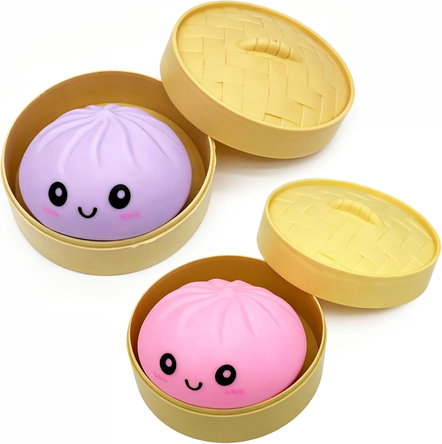 2-Pack 3.4" Colorful Mystery Bao Bun Squishies - Squeeze Dumpling ...