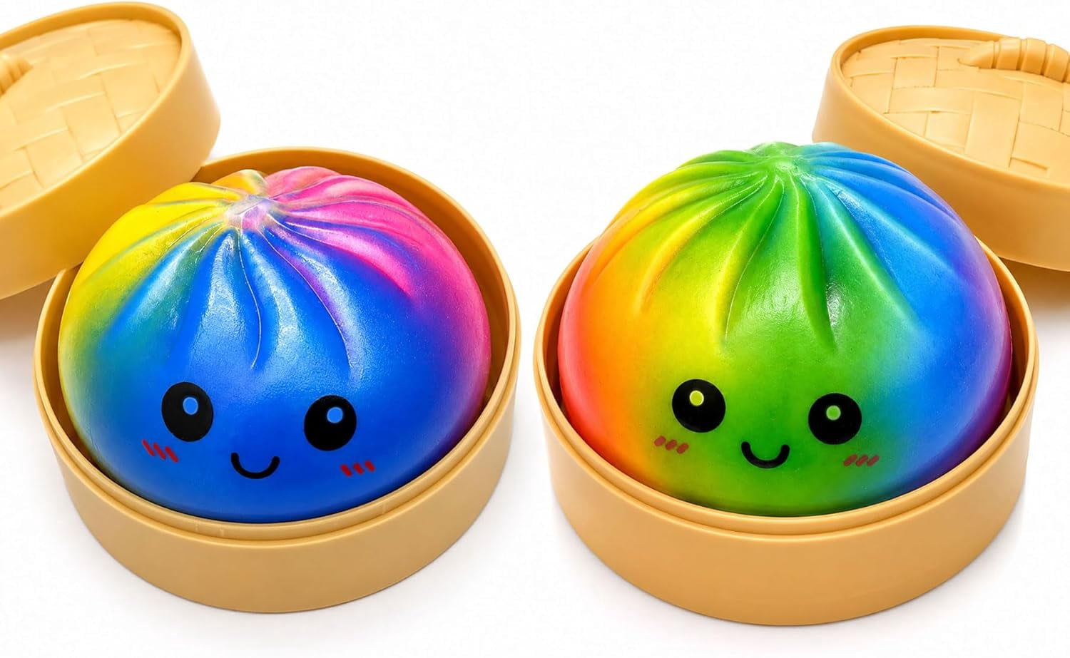 2-Pack 3.4" Colorful Mystery Bao Bun Squishies - Squeeze Dumpling ...