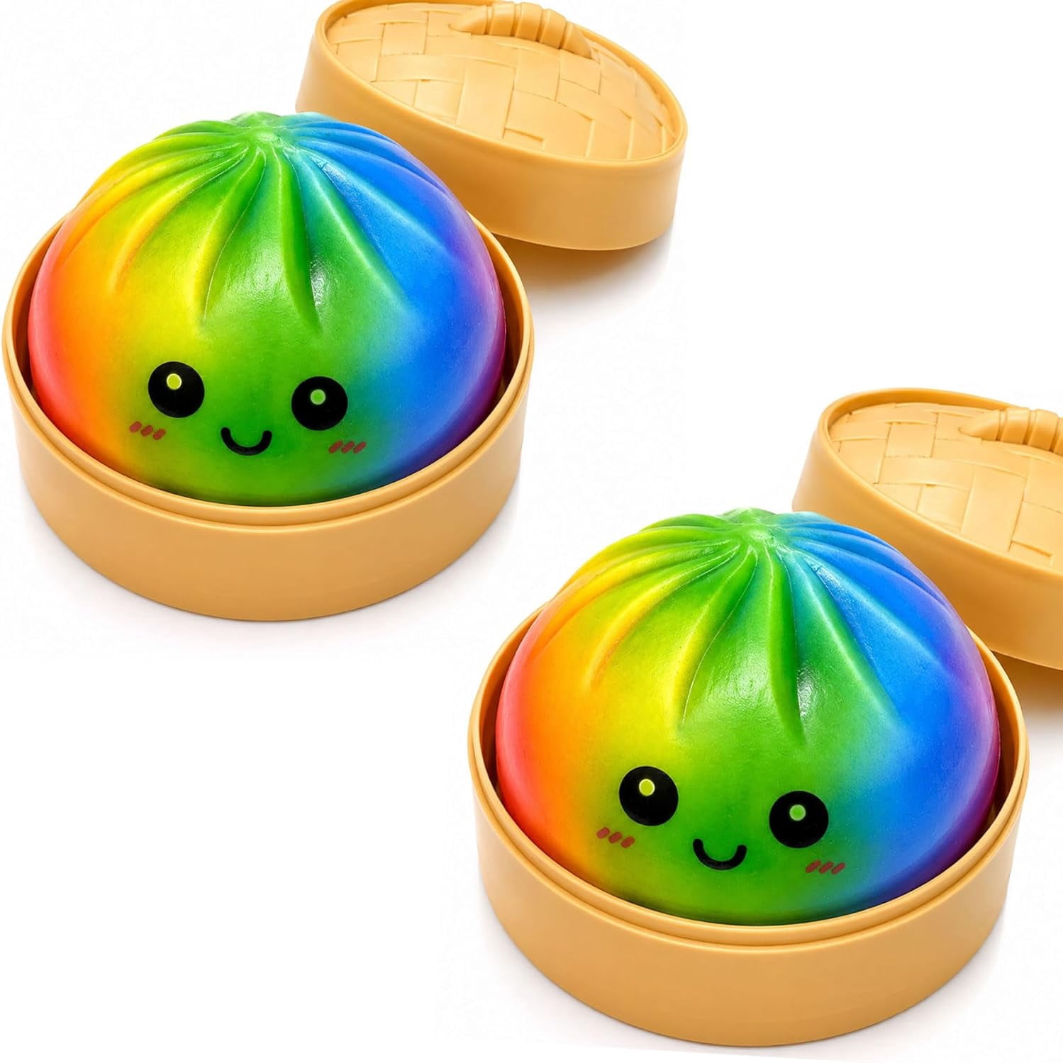 2-Pack 3.4" Colorful Mystery Bao Bun Squishies - Squeeze Dumpling ...