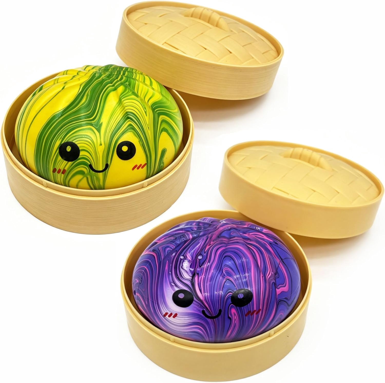 2-Pack 3.4" Colorful Mystery Bao Bun Squishies - Squeeze Dumpling ...
