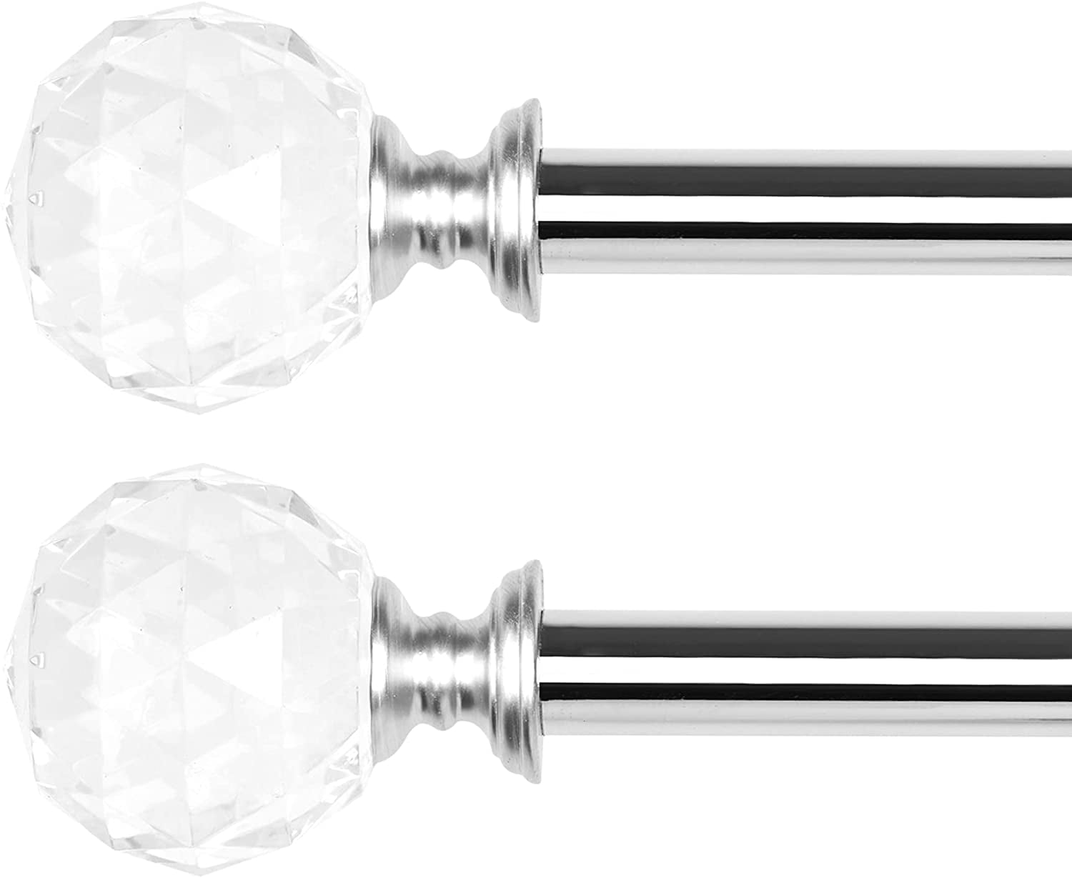 Decorative 2 Pack Adjustable Metal Curtain Rod, 3/4 Inch Diameter with ...