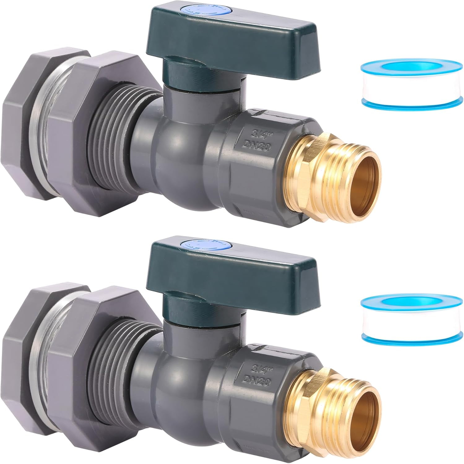 2 Pack 3/4 Inch Rain Barrel Spigot Kit - Water Barrel PVC Garden ...