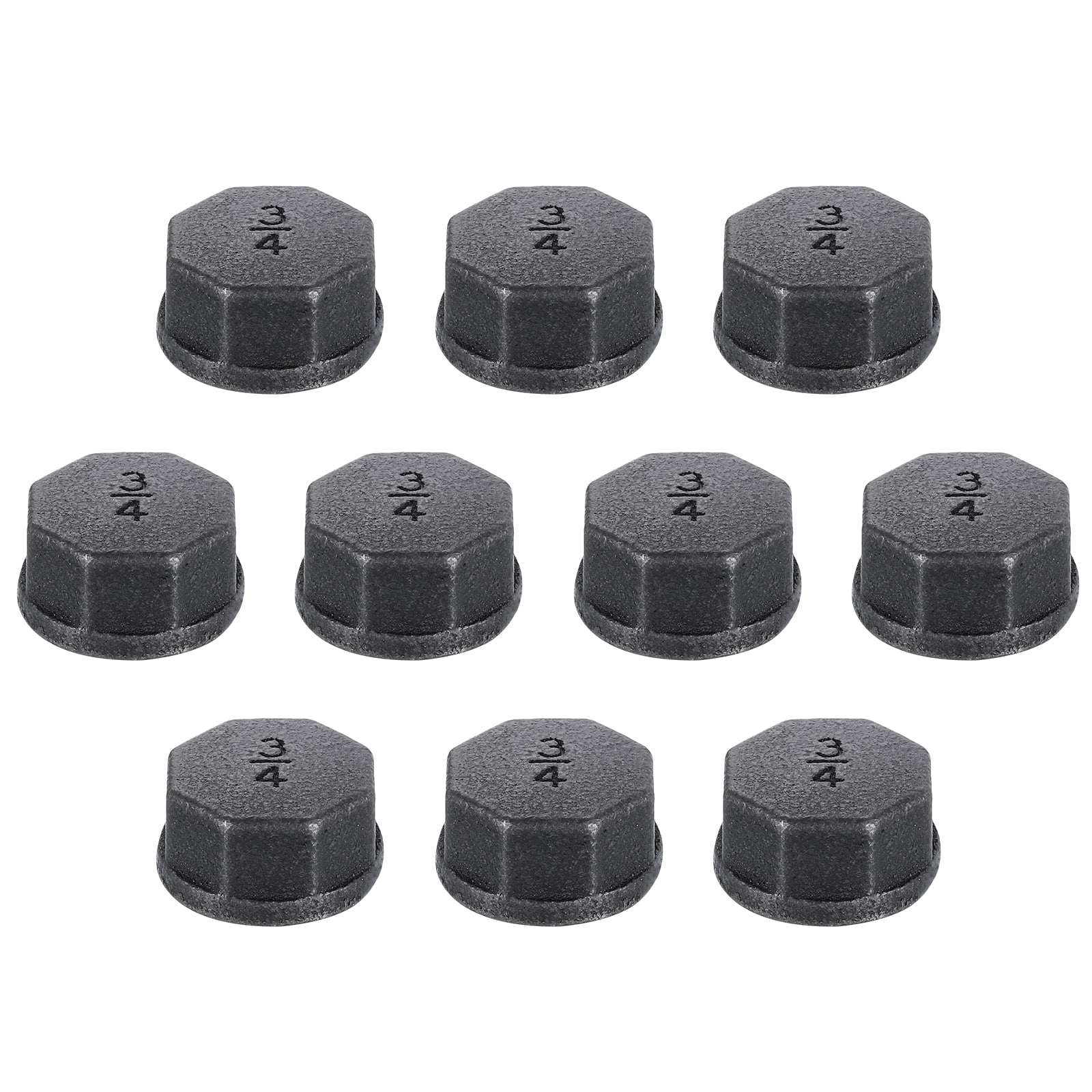 2 Pack 3/4" Octagon Head Steel Threaded Pipe Fitting Caps, Black ...