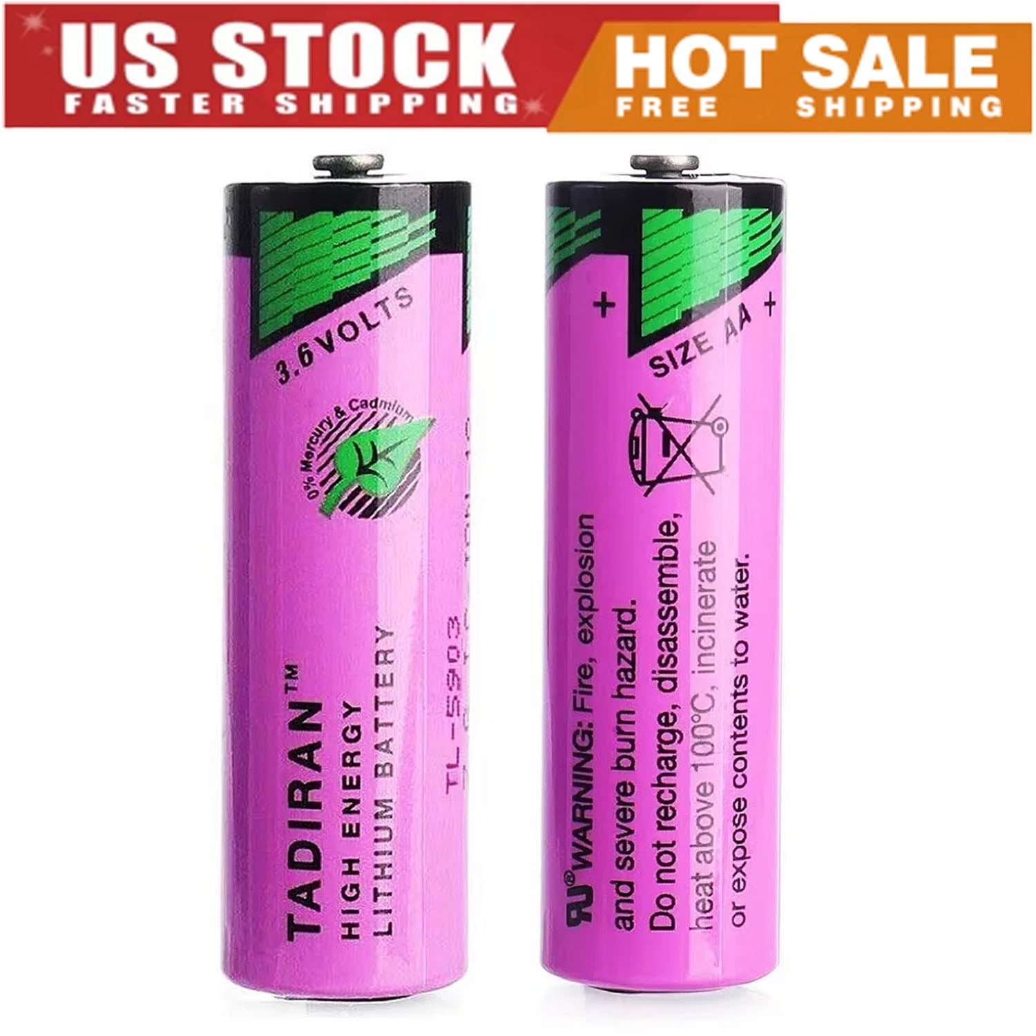 (2-Packs) 3.6V 2400mAh TL-5903 AA Lithium Battery for Tadiran TL-5903 ...