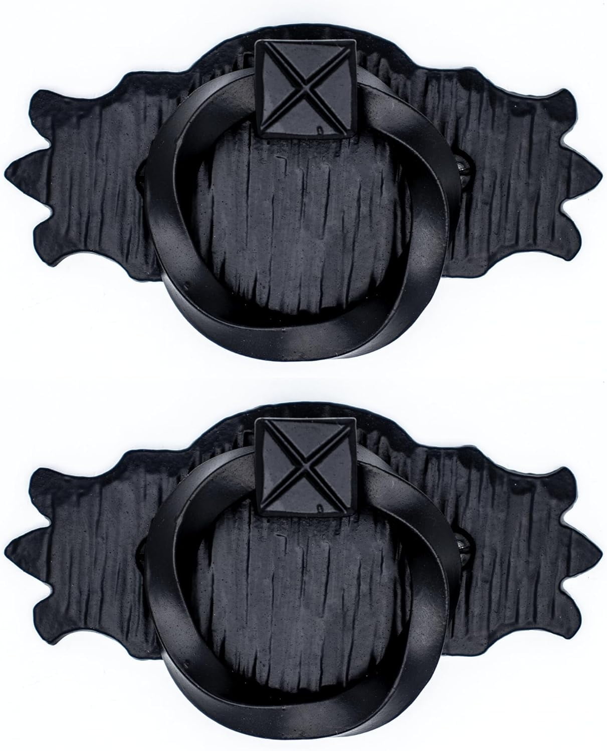 2 Pack 3.75" Decorative Black Ring Pulls - Heavy Duty Decorative Iron ...