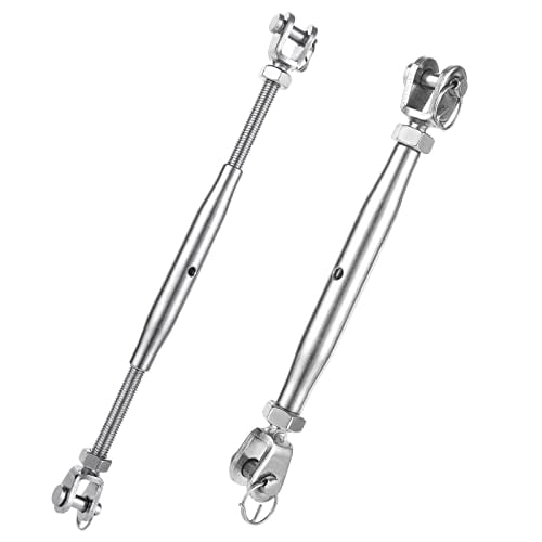 2 Pack 3/8 Inch M10 Turnbuckles, Stainless Steel Jaw and Jaw Turnbuckle ...