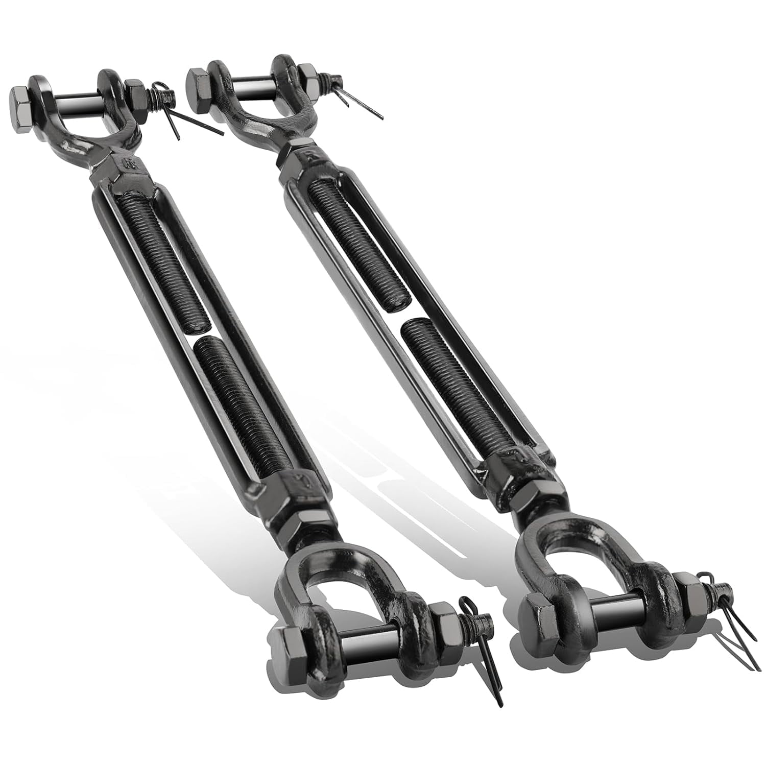 2 Pack 3/8" Turnbuckle Heavy Duty Black Jaw and Jaw Turnbuckle, 1200 ...