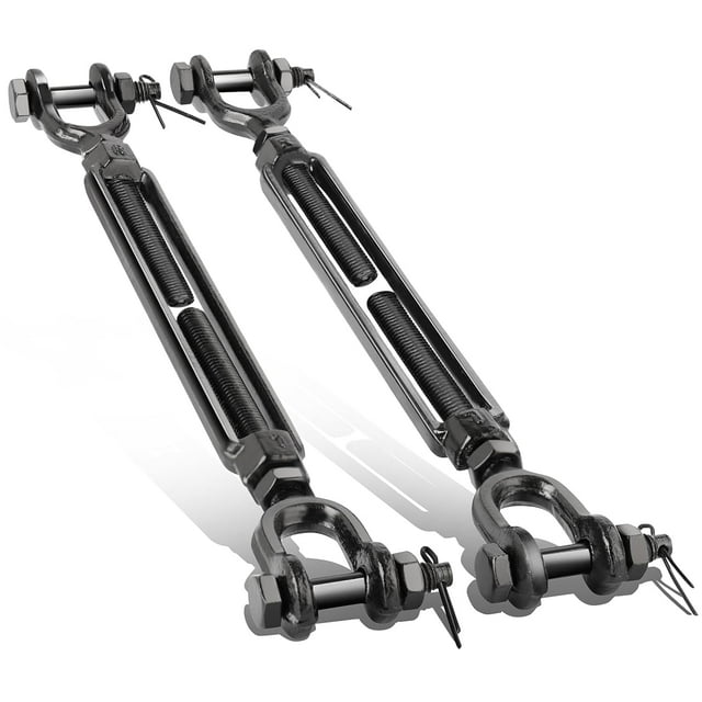 2 Pack 3/8" Turnbuckle Heavy Duty Black Jaw and Jaw Turnbuckle, 1200 ...