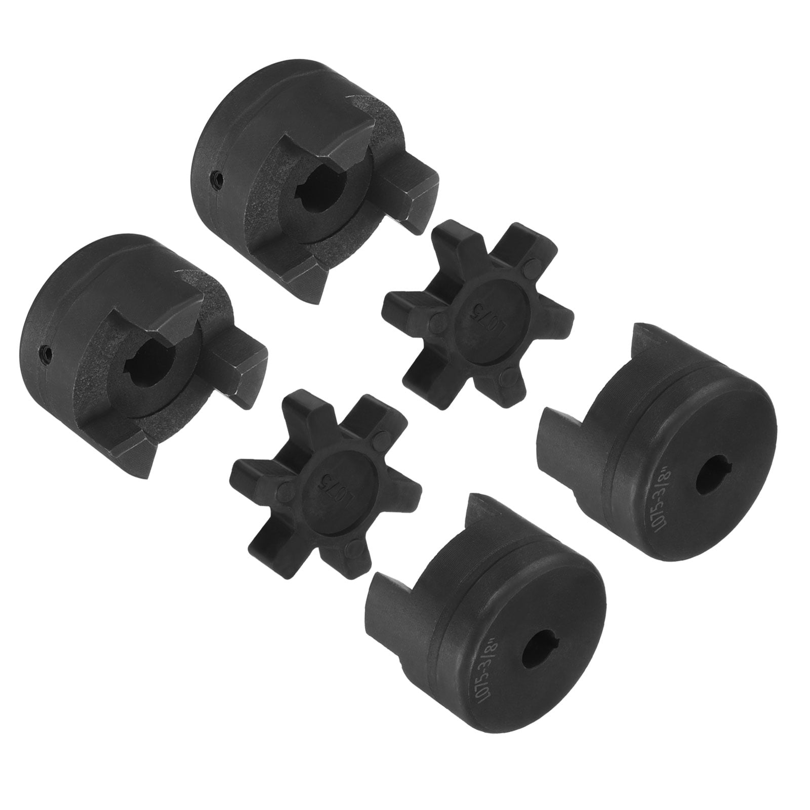 2 Pack 3/8" to 3/8" L075 Flexible 3-Piece L-Jaw Coupling Coupler Set ...