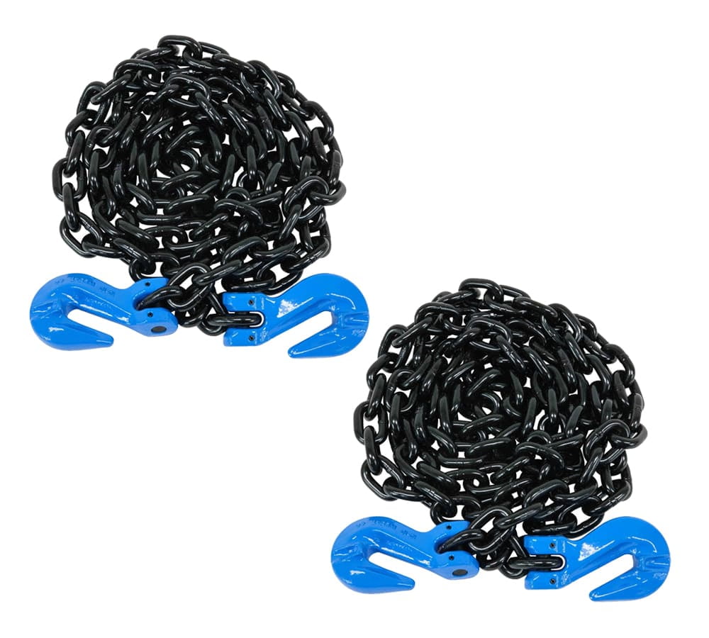 (2 Pack) 3/8" x 16' Grade 100 Transport Chain with G100 Grab Hooks ...