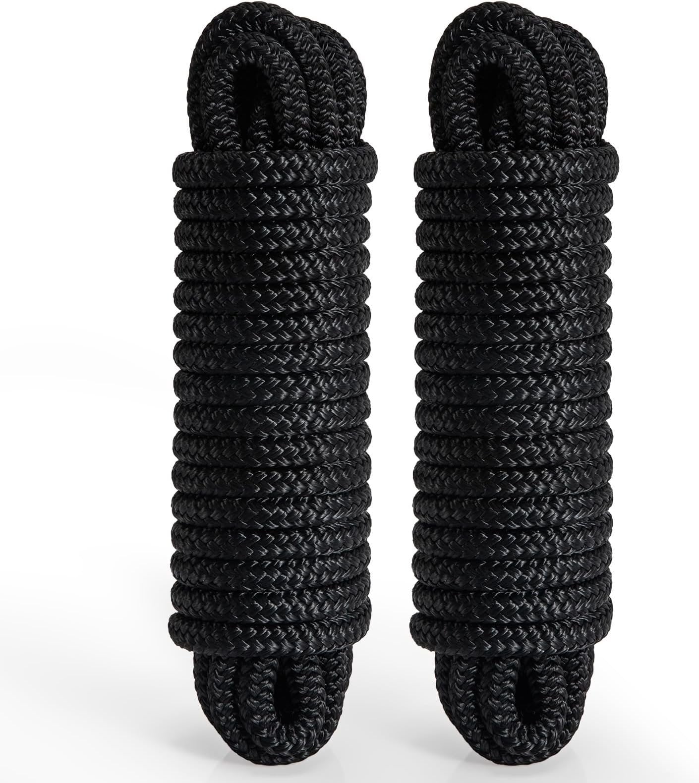 2 Pack 3/8" x 25' Boat Dock Lines for Boat & Pontoon, Marine- Grade ...