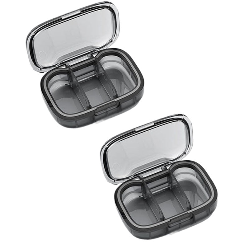 2 Pack 3 Compartment Small Pill Box, Moisture Proof Case, Travel ...