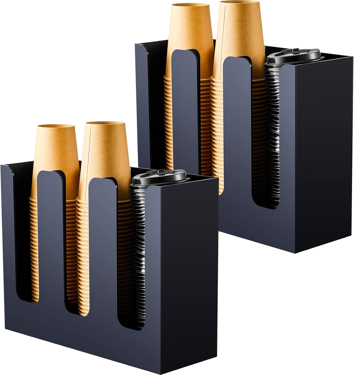 2 Pack 3 Compartments Acrylic Cup Storage Organizer Coffee Cup ...