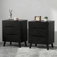 2 Pack 3 Drawer Nightstand with Wooden Top Modern Bedside Table with ...