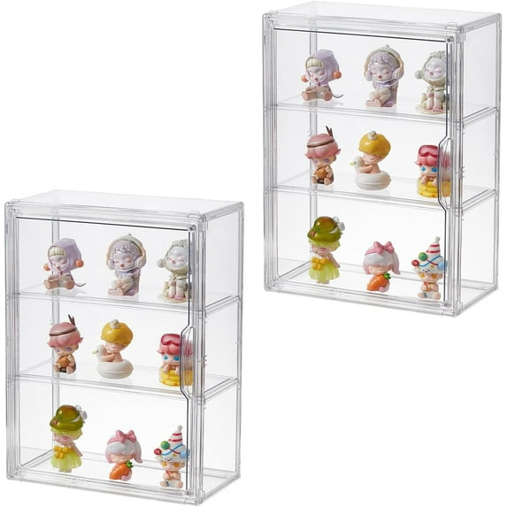 2 Pack 3-Layer Acrylic Display Case, Clear Storage Rack With Magnetic ...
