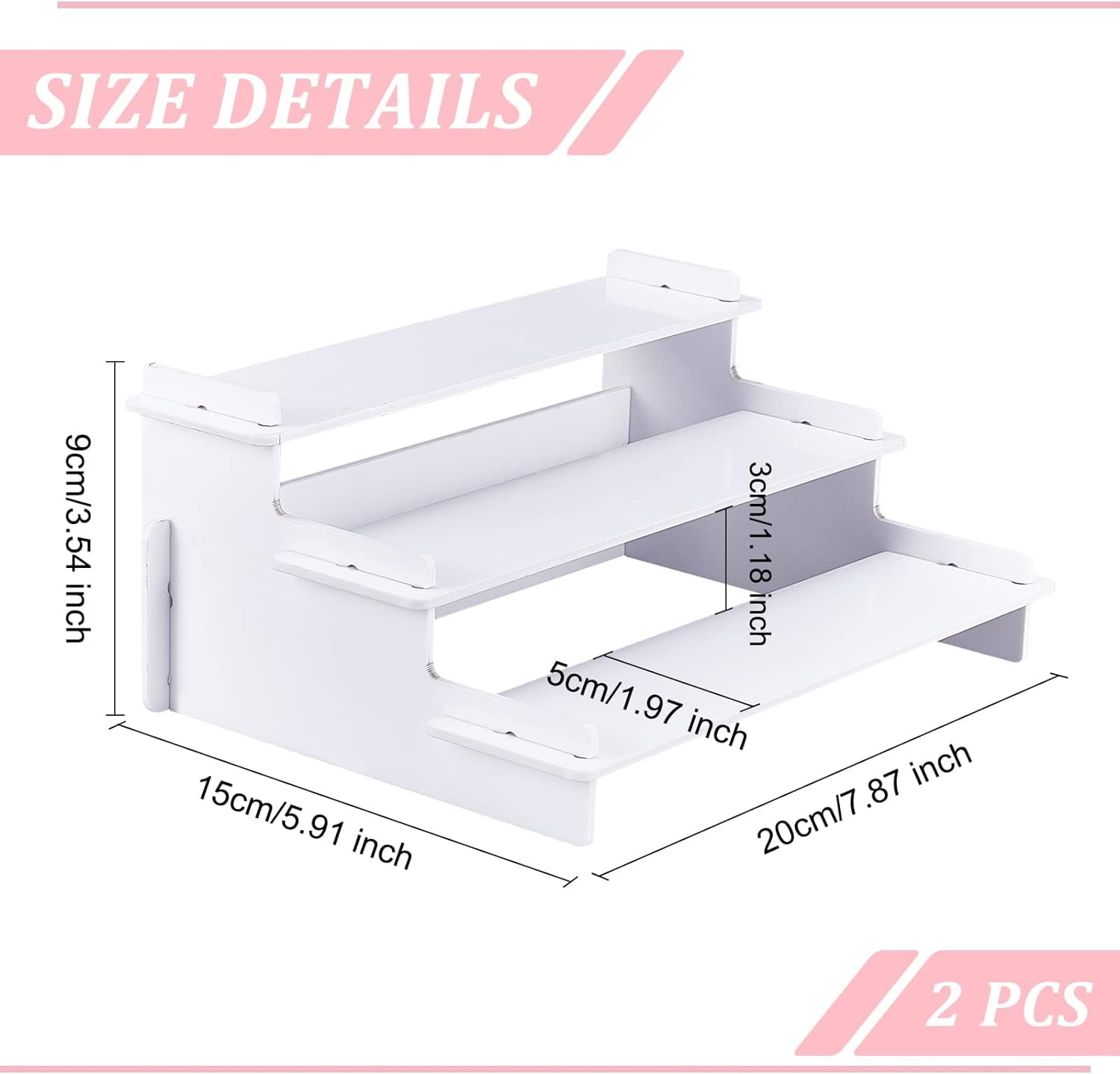 2 Pack 3-Layer Acrylic Display Stands Vintage White Detachable Stands ...