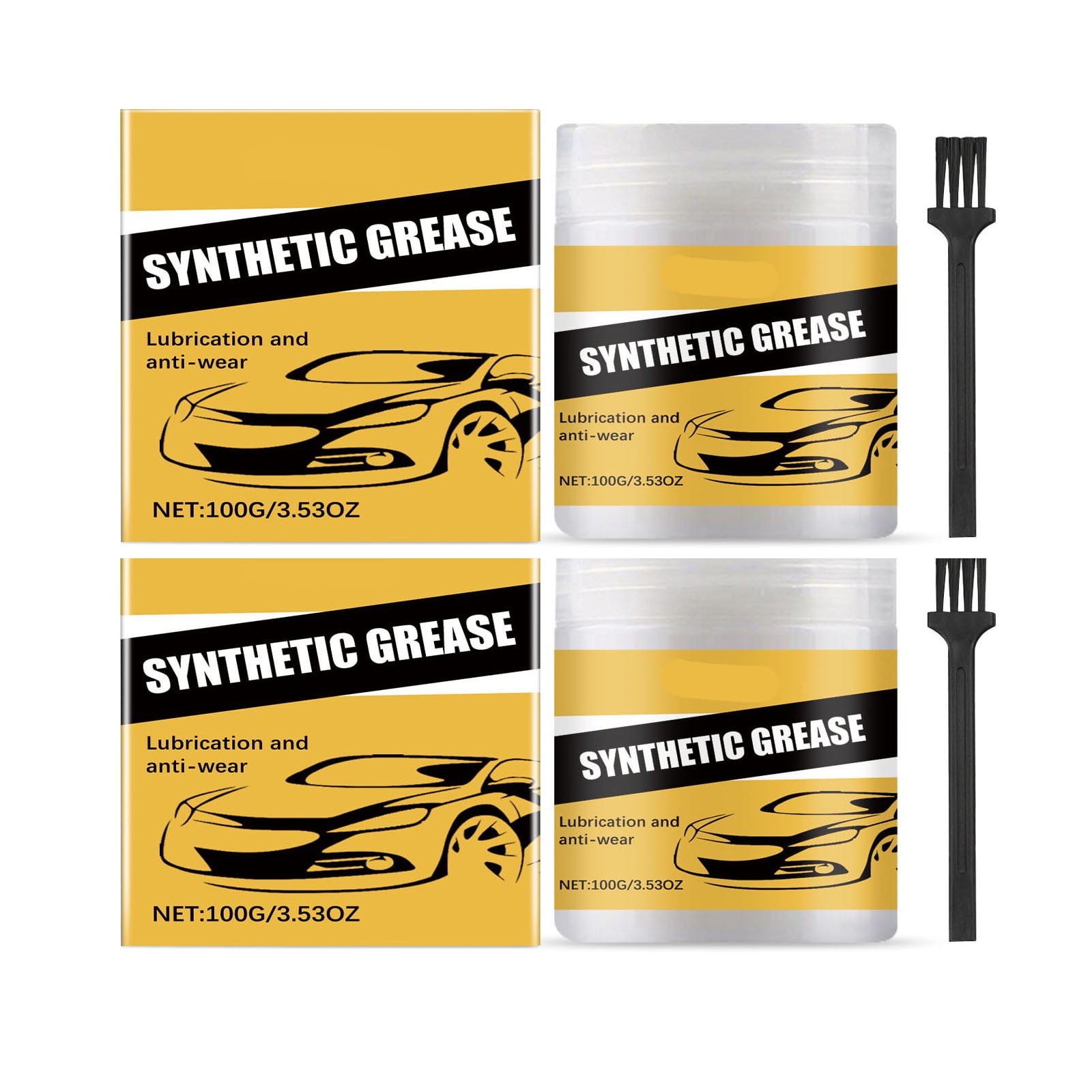 2-Pack/3-Pack Car Maintenance Grease Kit - 100g Lubricant with Brush ...
