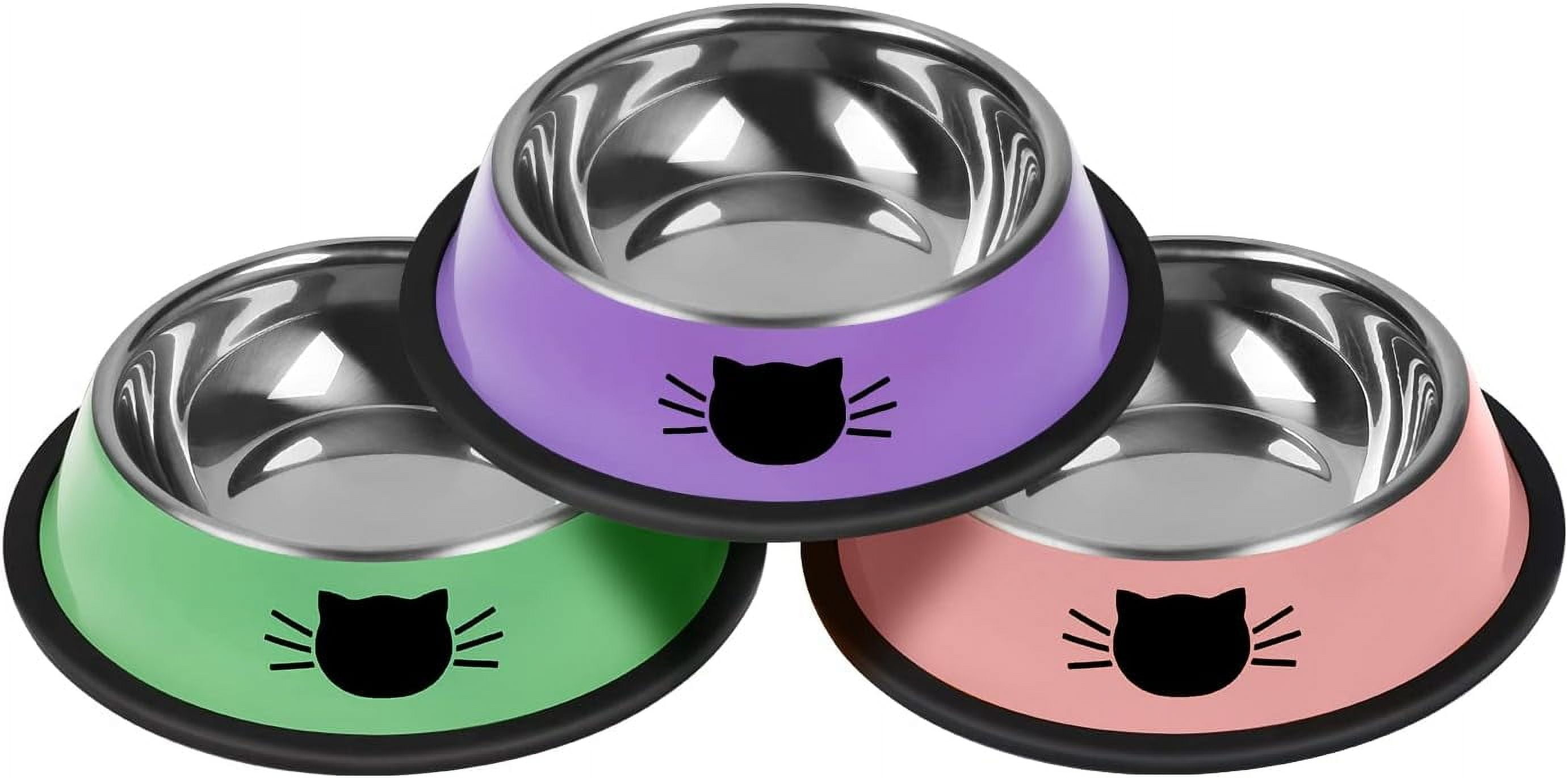 2 Pack/ 3 Pack Cat Bowls Non-Slip Stainless Steel Small Cat Food Bowls ...