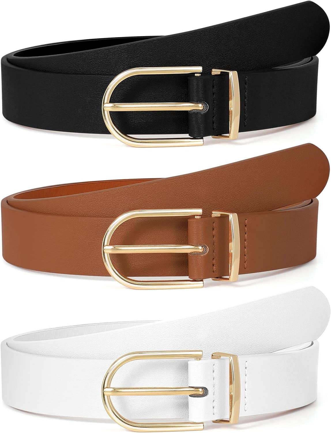 2 Pack 3 Pack Womens Fashion Leather Belts for Jeans Dresses Pants ...