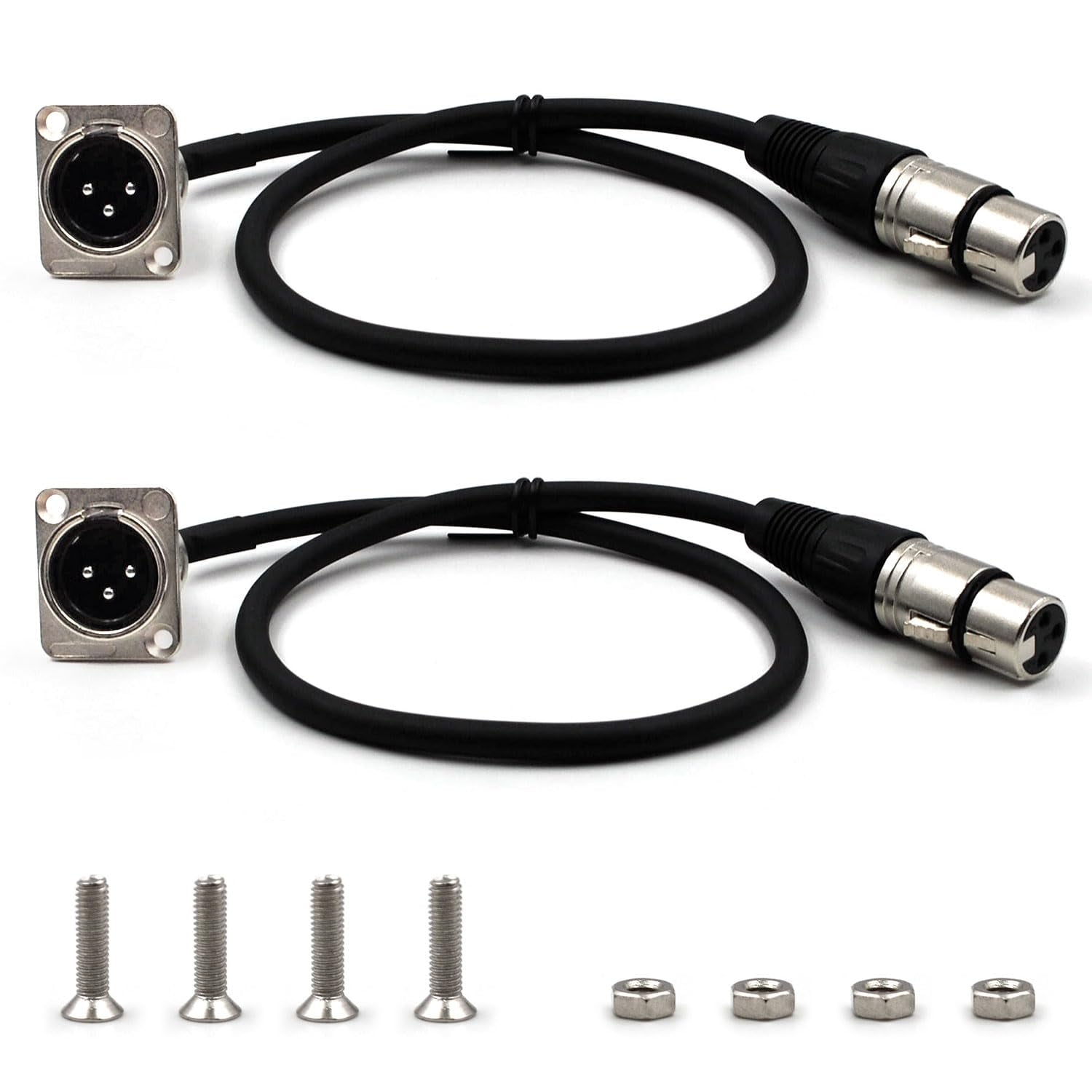 (2-Pack) 3 Pin XLR Female Wall Plate to Male Connector, Premium Stage ...