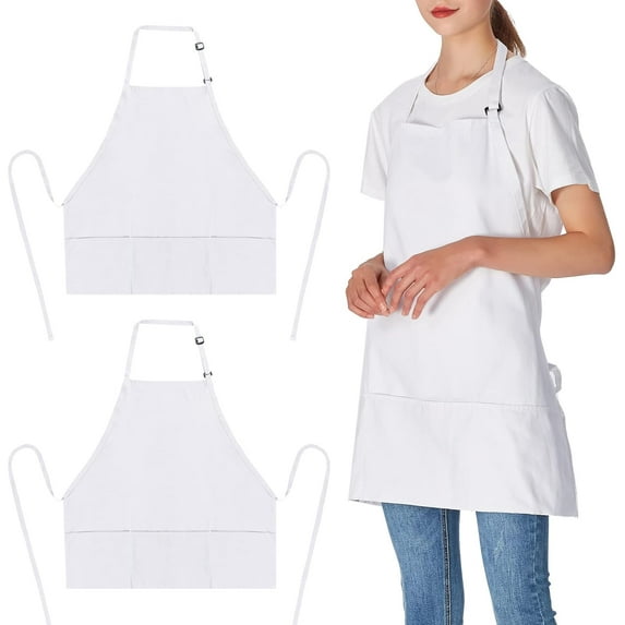 2 Pack 3 Pockets Adjustable Bib Apron Chef Kitchen Cooking Aprons for ...