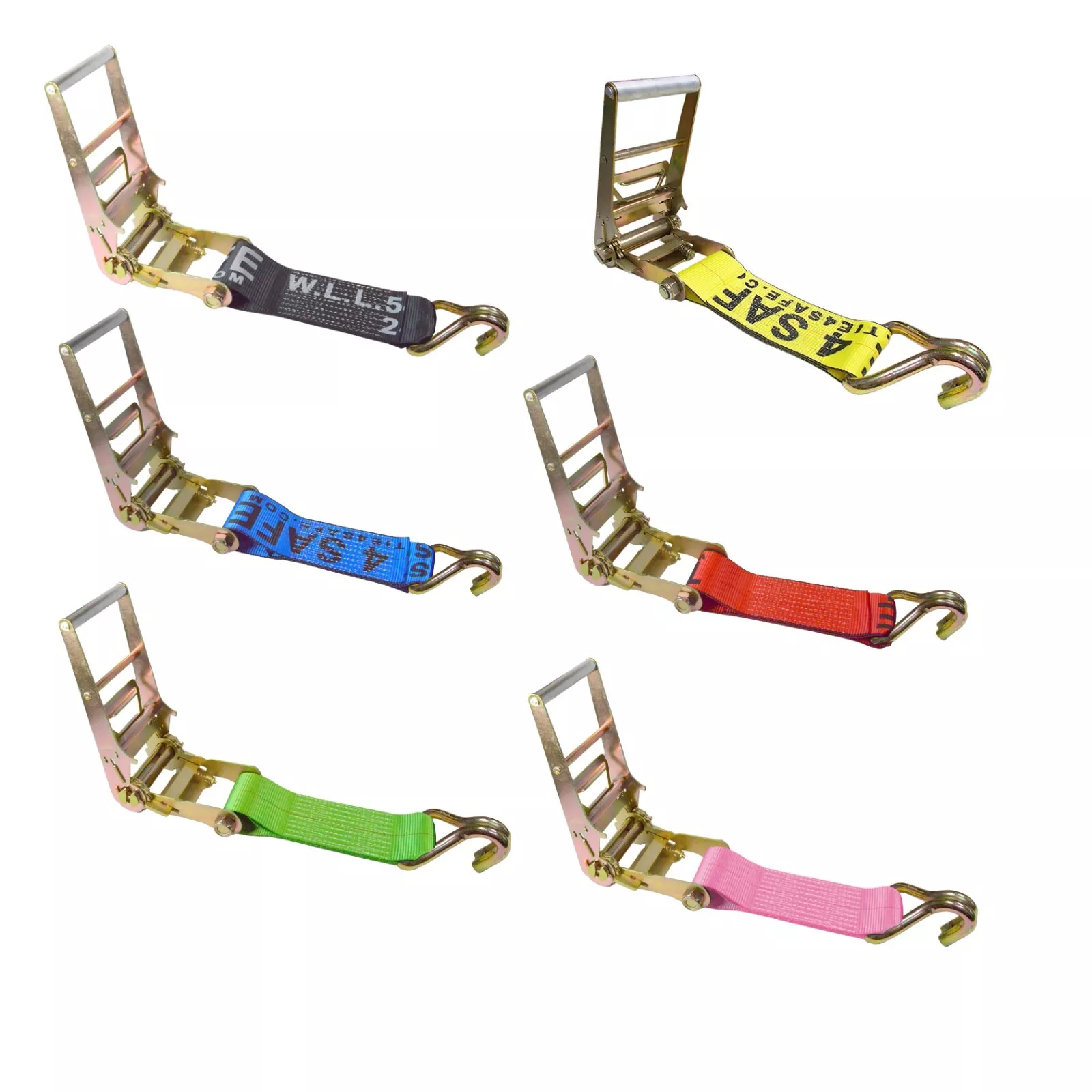 2 Pack 3" Ratchet Tie Down Short Fixed End Strap w/ J Hook for Flatbed ...