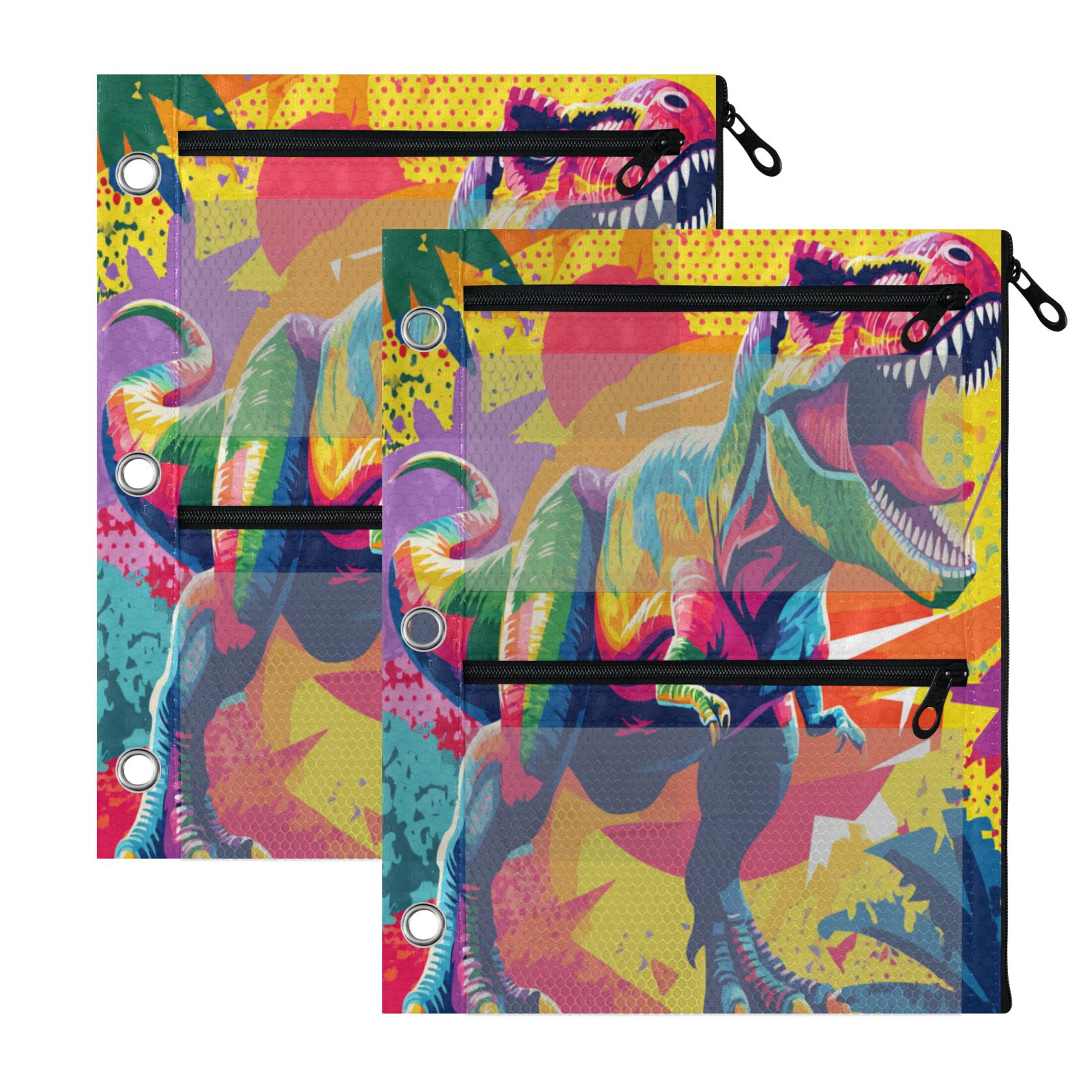 2 Pack 3-Ring Binder Pencil Pouch with Clear PVC Windows Bold Tropical ...