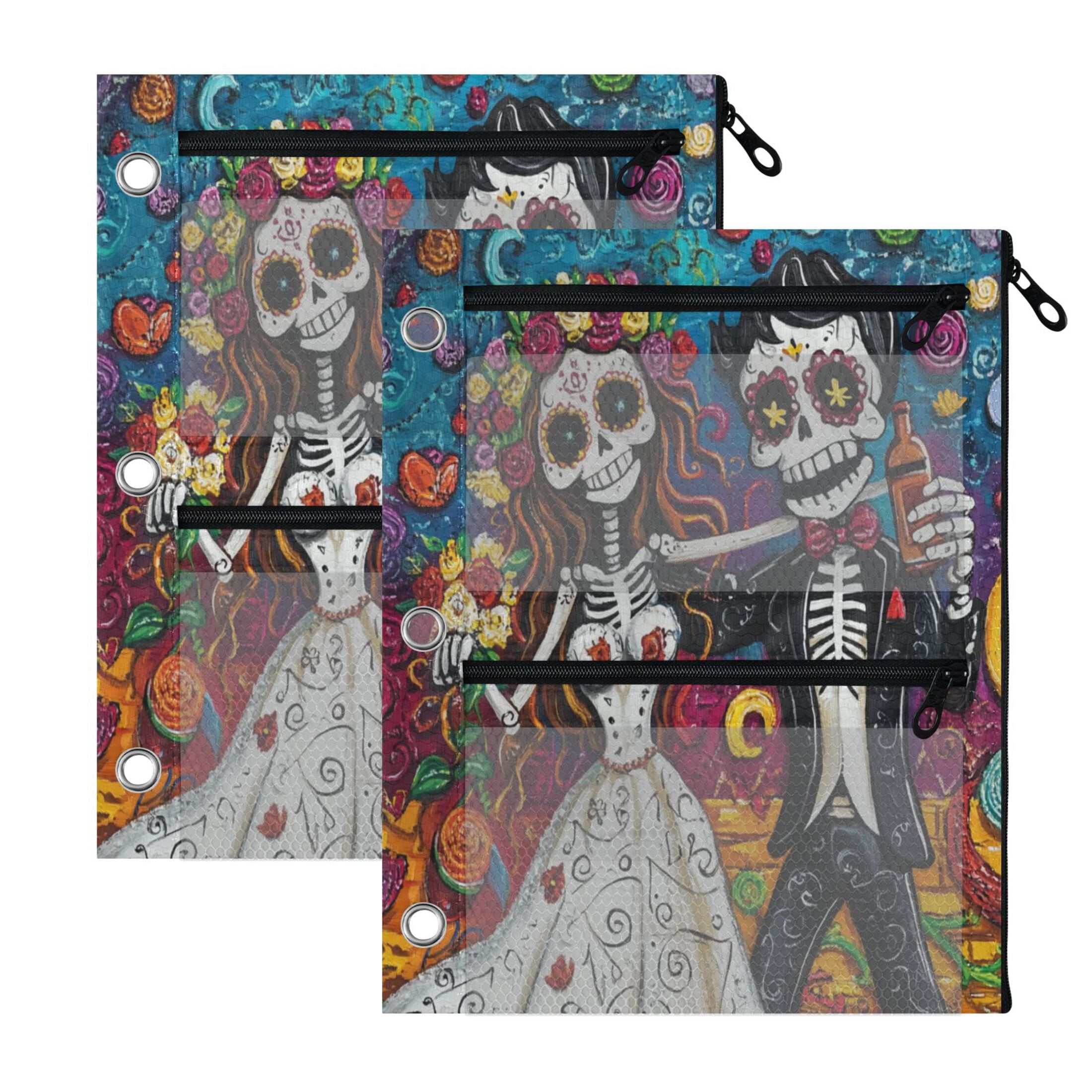 2 Pack 3-Ring Binder Pencil Pouch with Clear PVC Windows Colorful ...