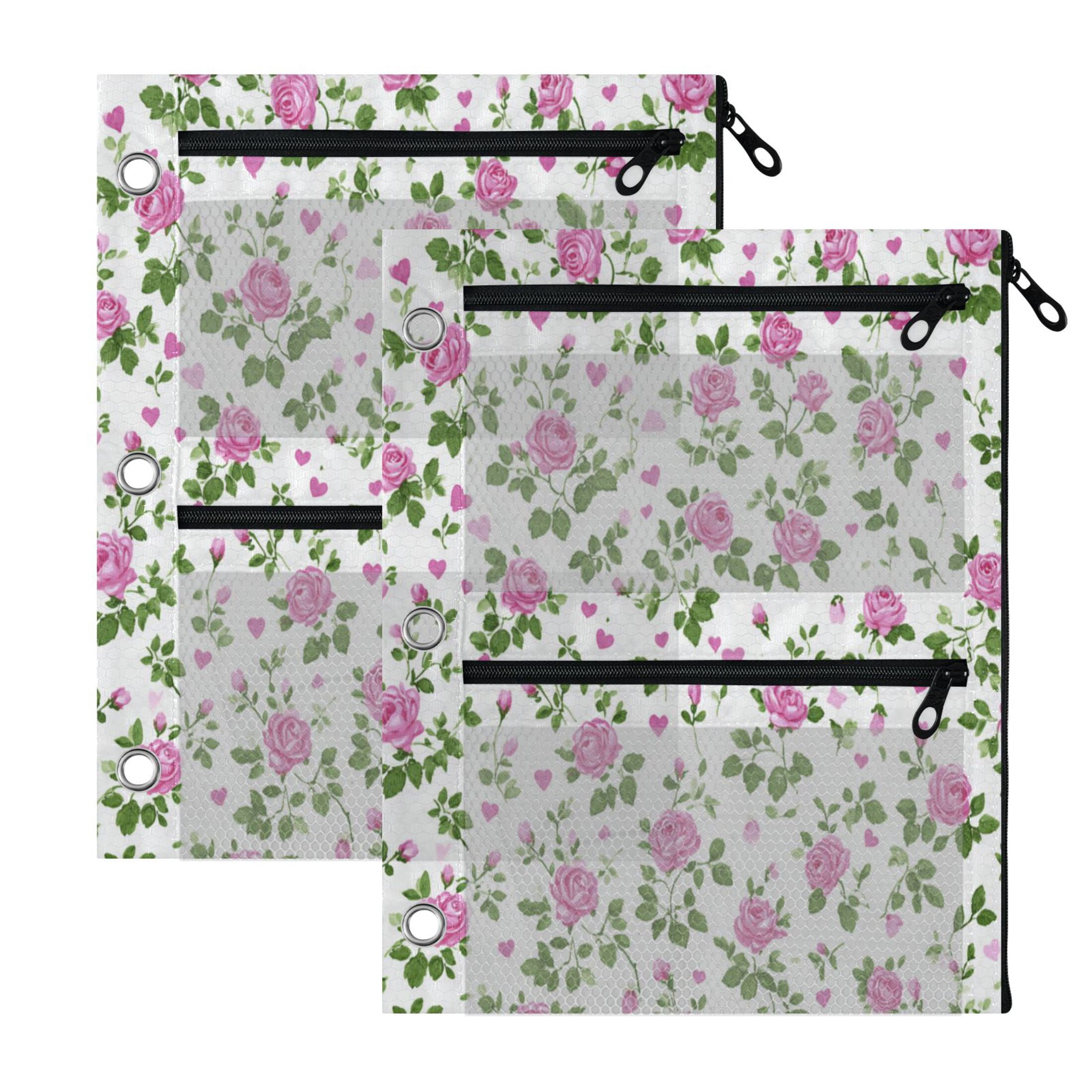 2 Pack 3-Ring Binder Pencil Pouch with Clear PVC Windows Delicate Pink ...