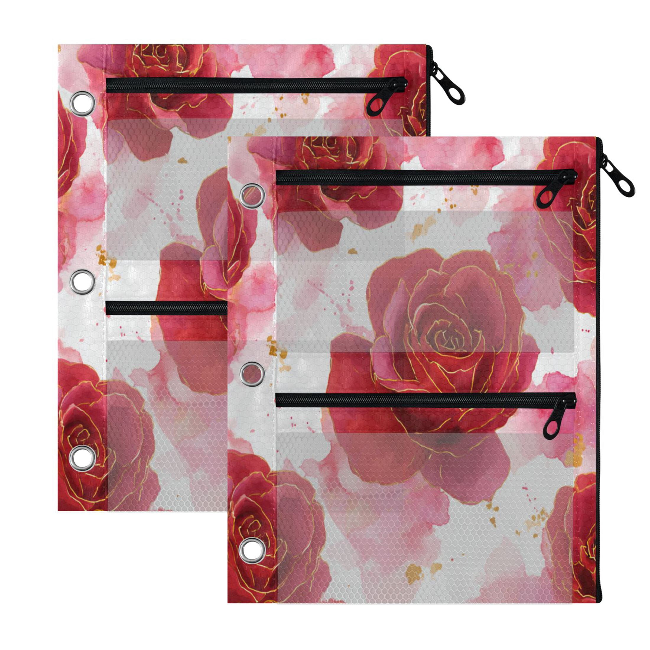 2 Pack 3-Ring Binder Pencil Pouch with Clear PVC Windows Digital Art ...