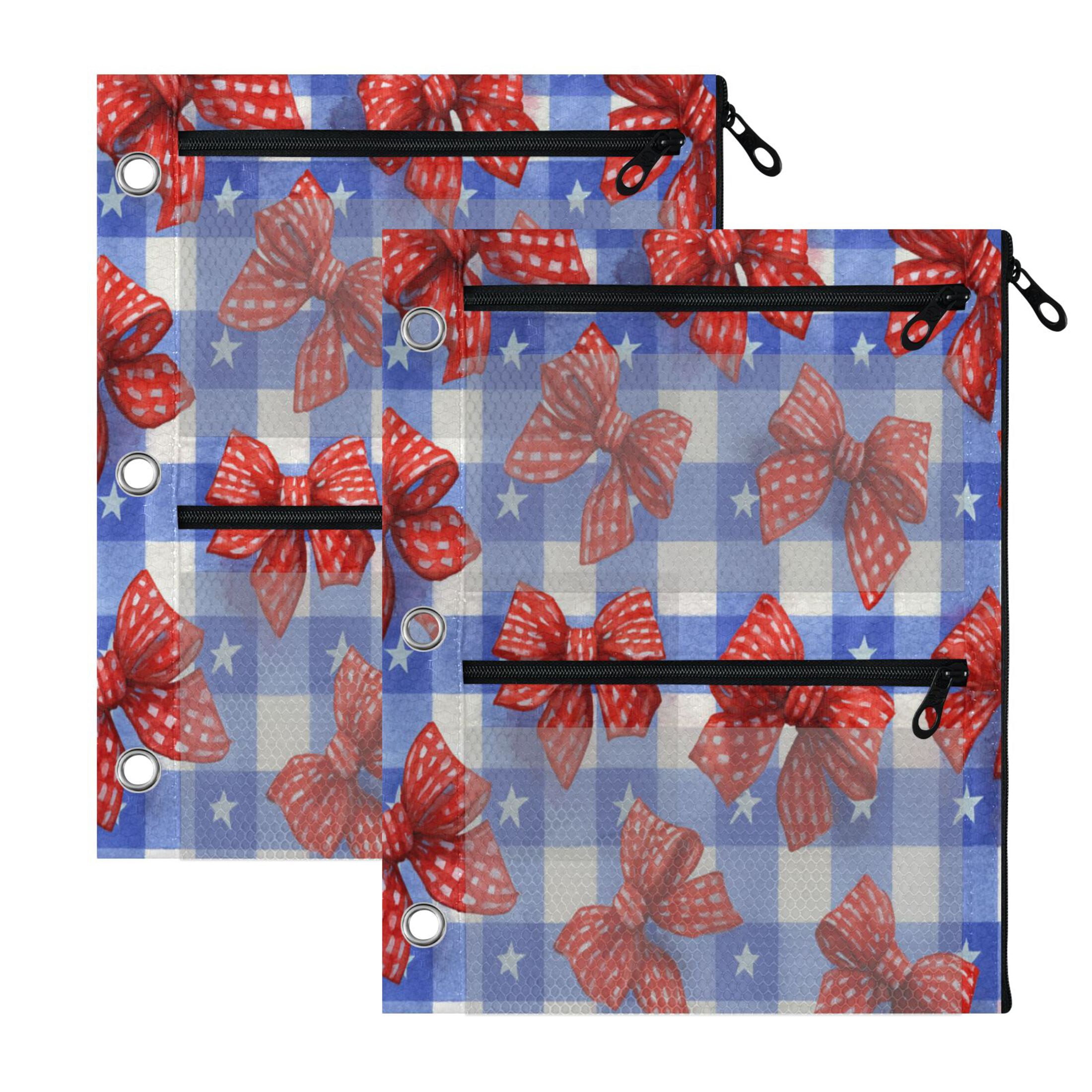 2 Pack 3-Ring Binder Pencil Pouch with Clear PVC Windows Retro Red ...