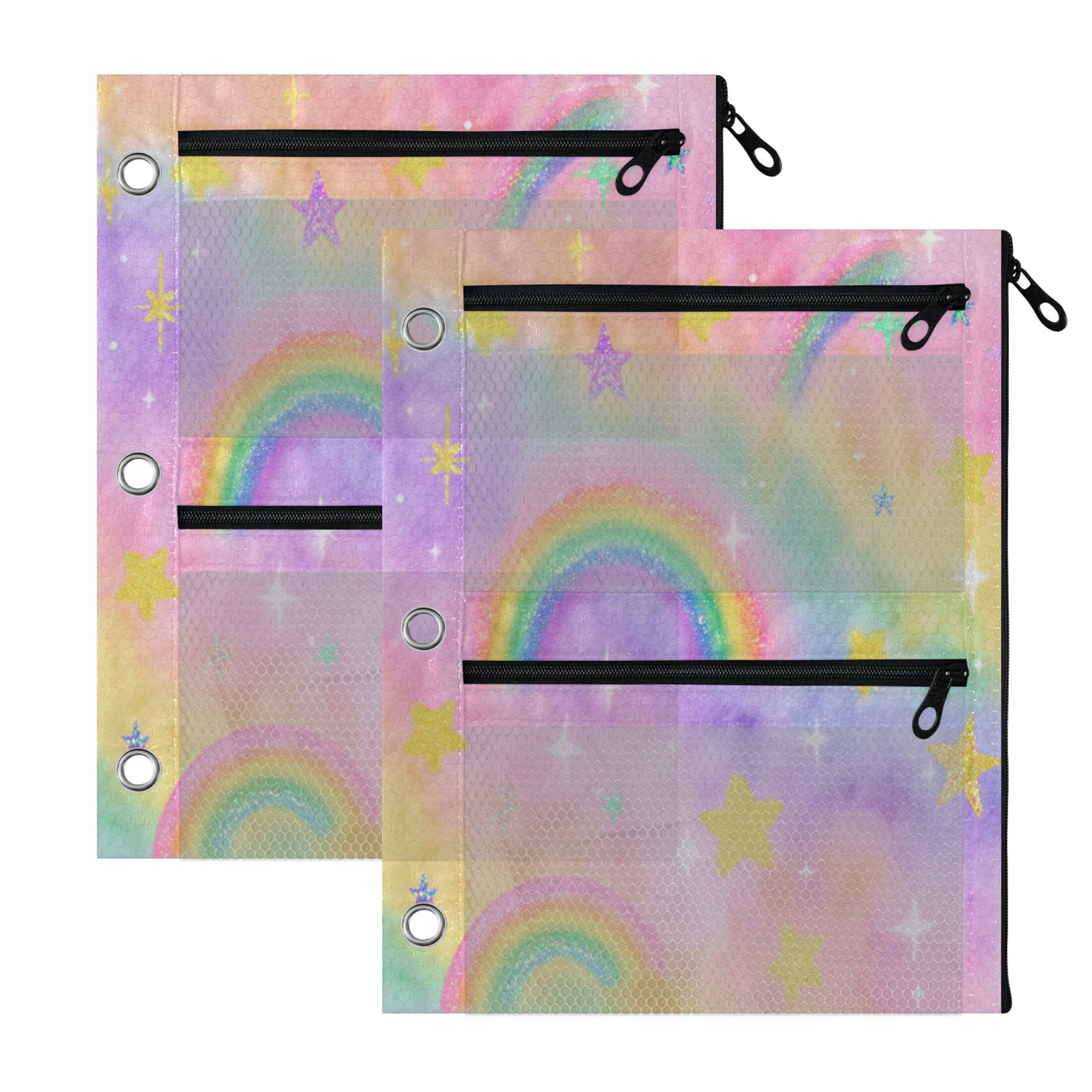 2 Pack 3-Ring Binder Pencil Pouch with Clear PVC Windows Sparkle ...