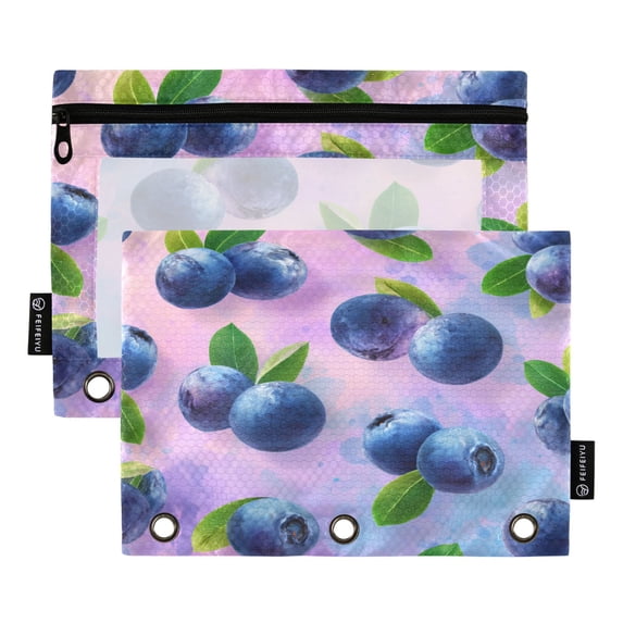 2 Pack 3 Ring Binder Pouch with Clear PVC Window Water Resistant Zipper ...